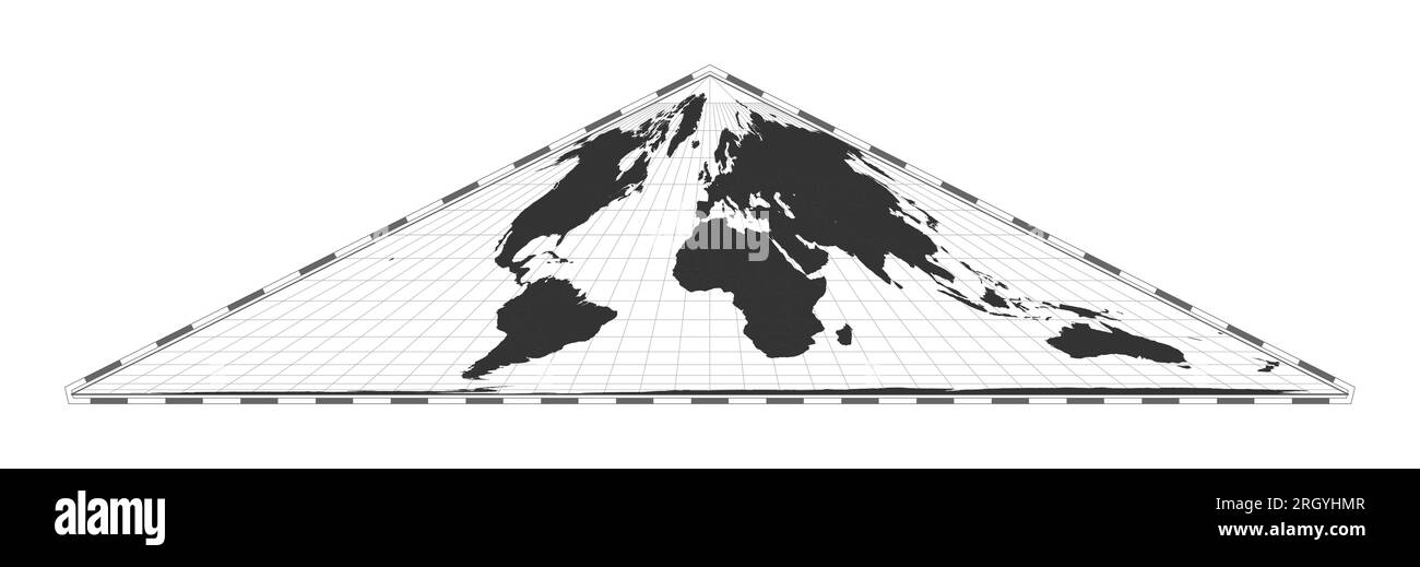 Vector world map. Collignon equal-area pseudocylindrical projection ...