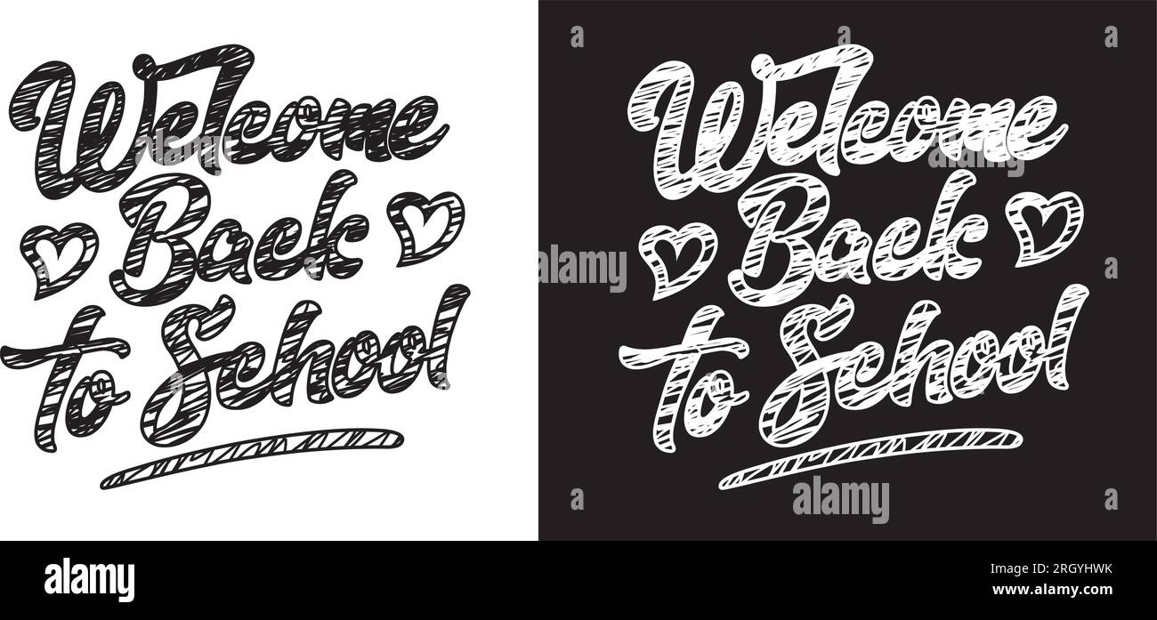 Welcome back to school inscription chalk and coal. Vector on ...