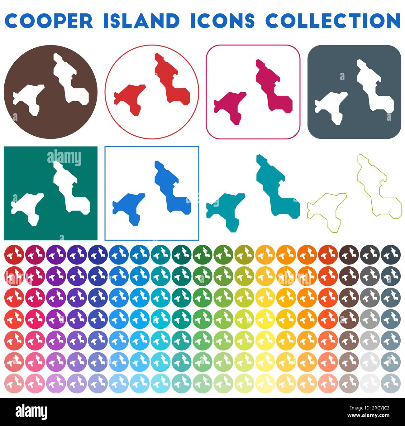Cooper Island Icons Collection Bright Colourful Trendy Map Icons