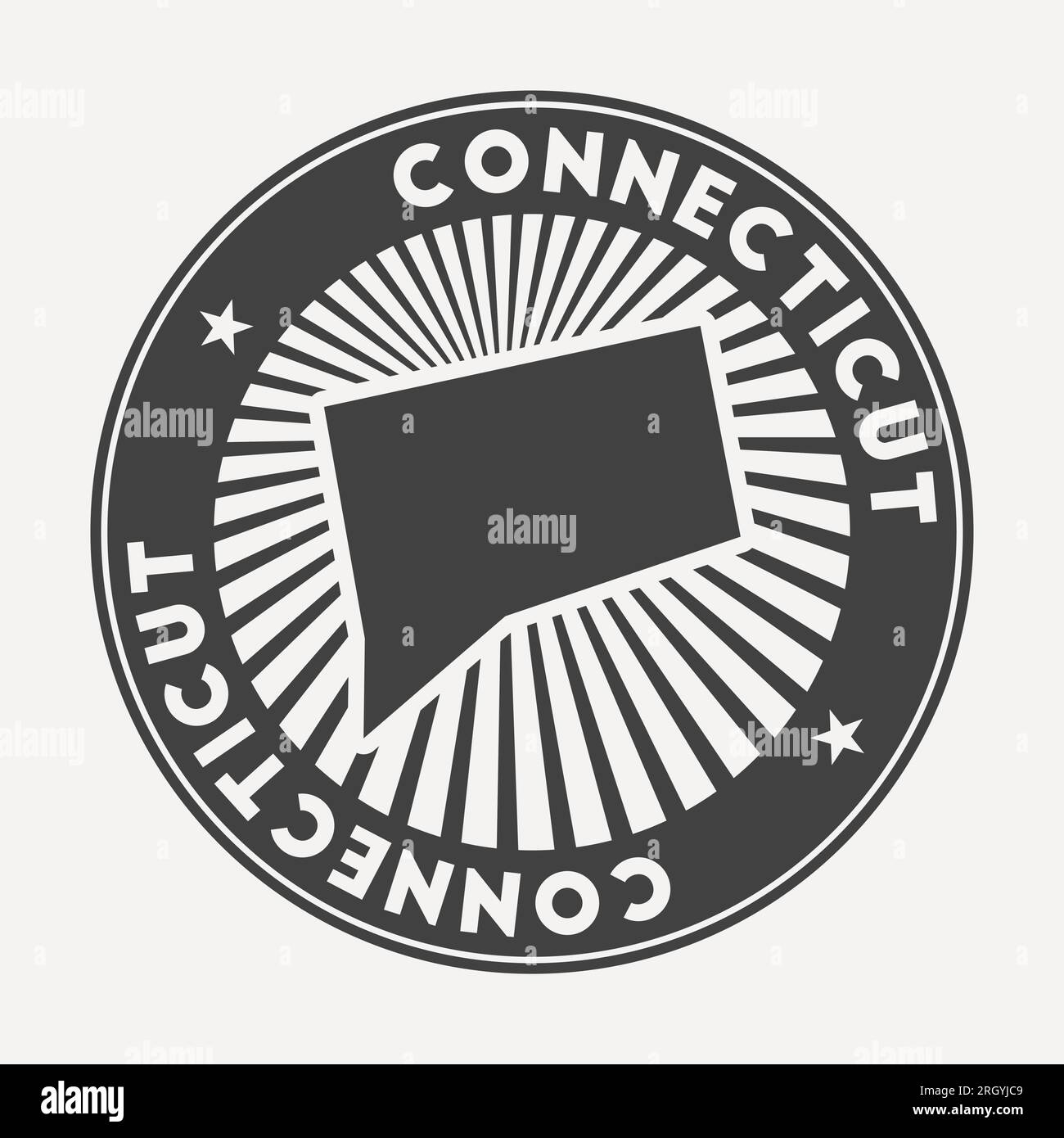 Connecticut round logo. Vintage travel badge with the circular name and ...