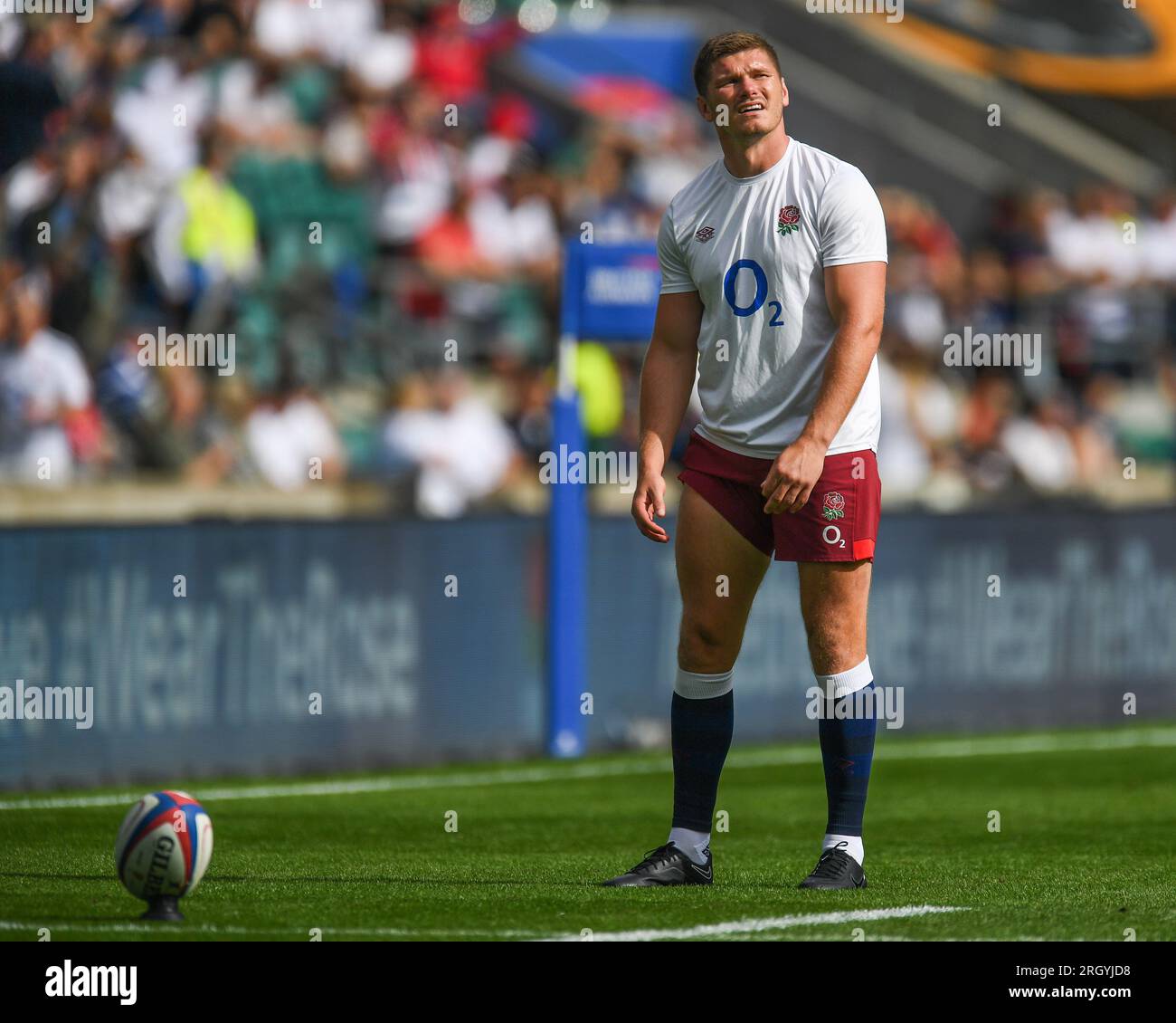 Owen Farrell of England during pre match warm up ahead of the 2023 ...
