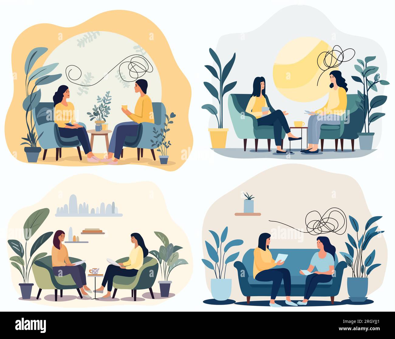 Concept of psychological healing. Woman attending a therapy appointment ...