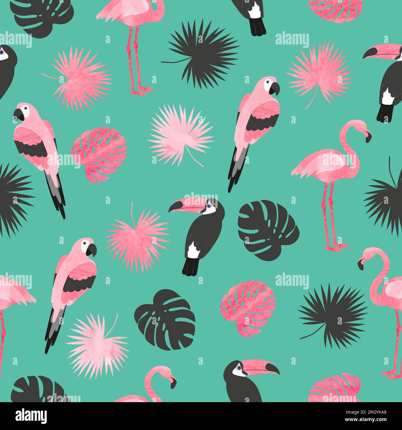 Tropical Birds Pattern Vector Summer Background Stock Vector Image And Art Alamy