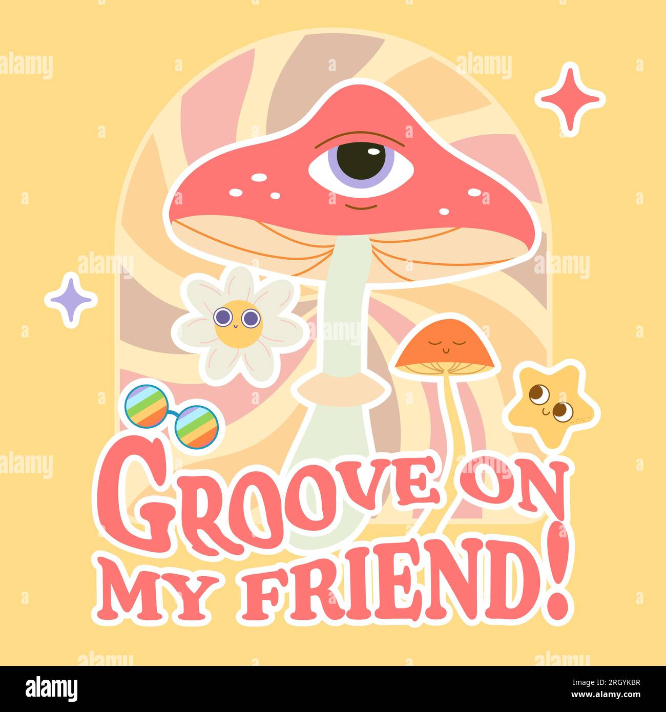 Groovy tshirt poster lettering, hippie, joy. Vector illustration Stock ...