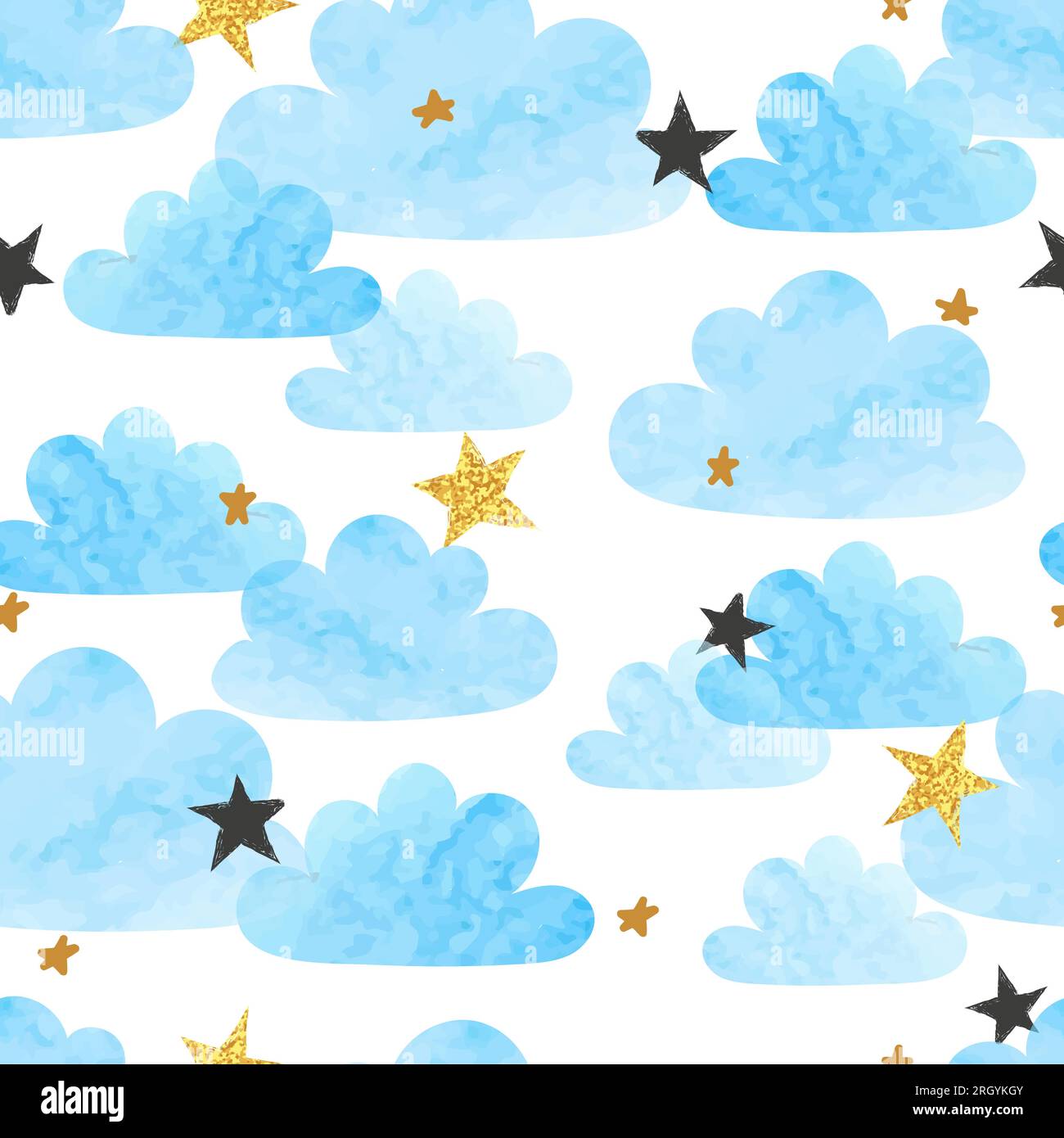 Blue watercolor clouds seamless pattern hi-res stock photography and ...