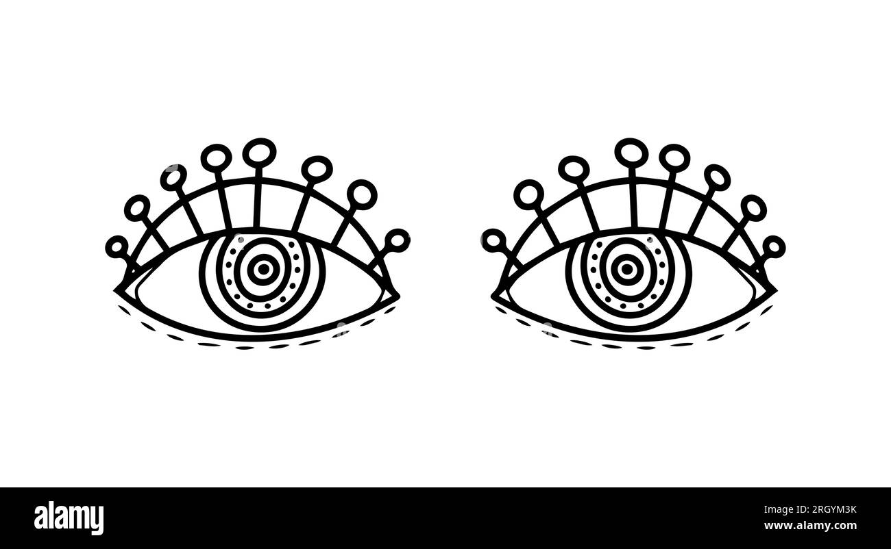 Mystic eyes. Doodle eyes collection. Hand drawn cartoon. Vector ...
