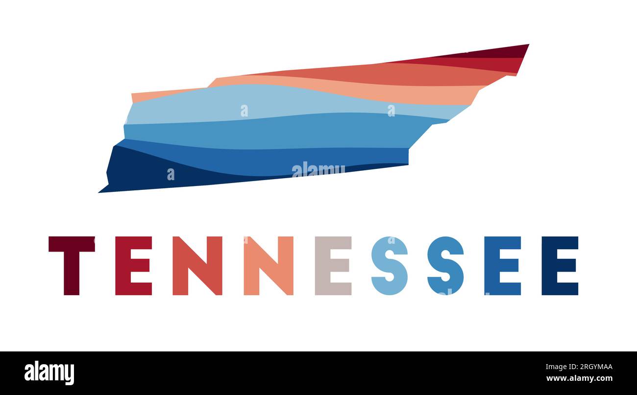 Tennessee map. Map of the us state with beautiful geometric waves in ...