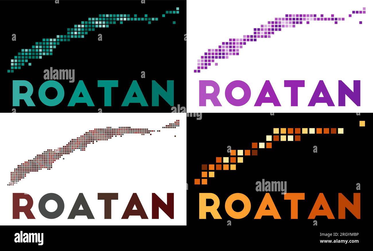 Roatan map. Collection of map of Roatan in dotted style. Borders of the ...