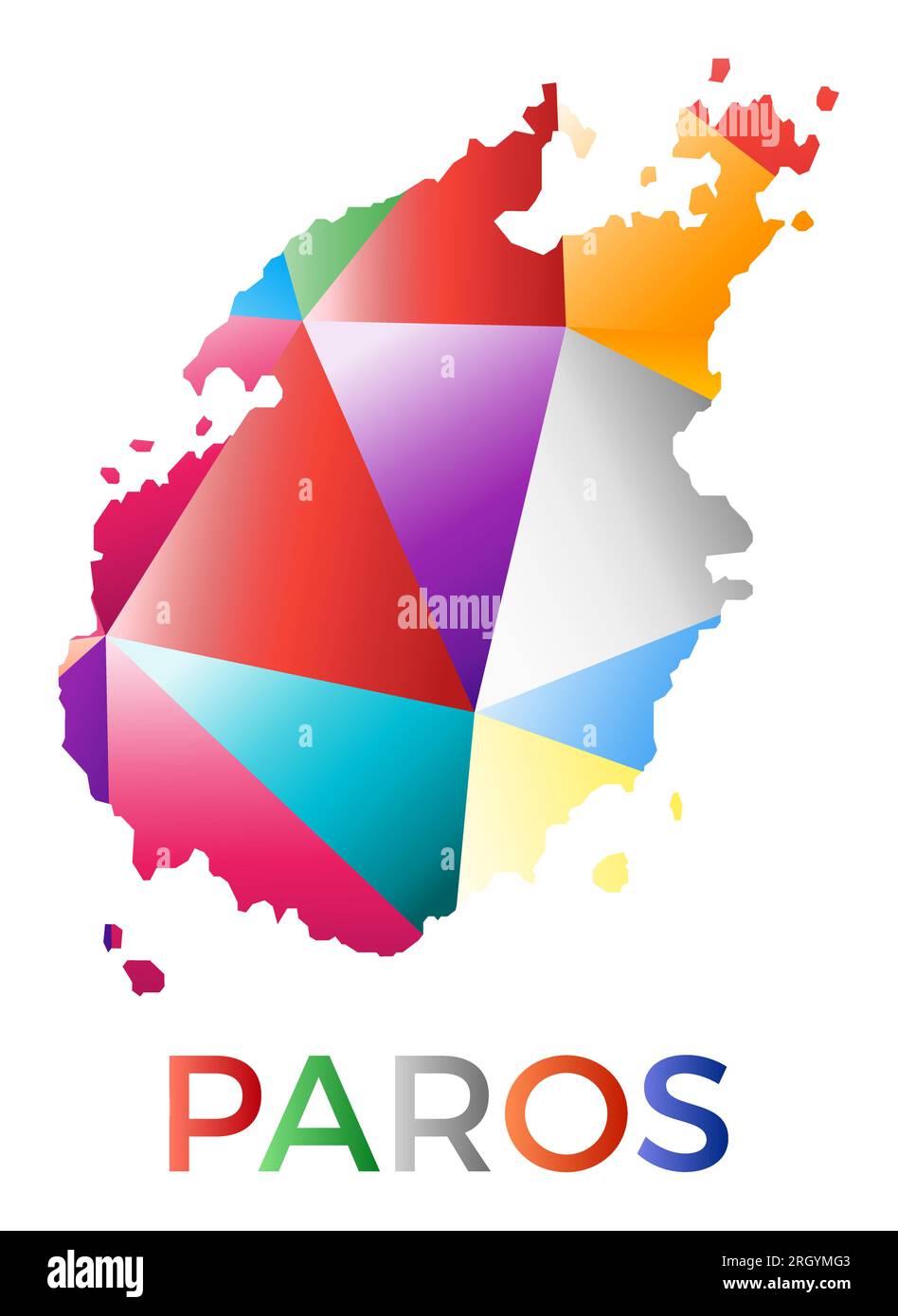 Bright colored Paros shape. Multicolor geometric style island logo ...