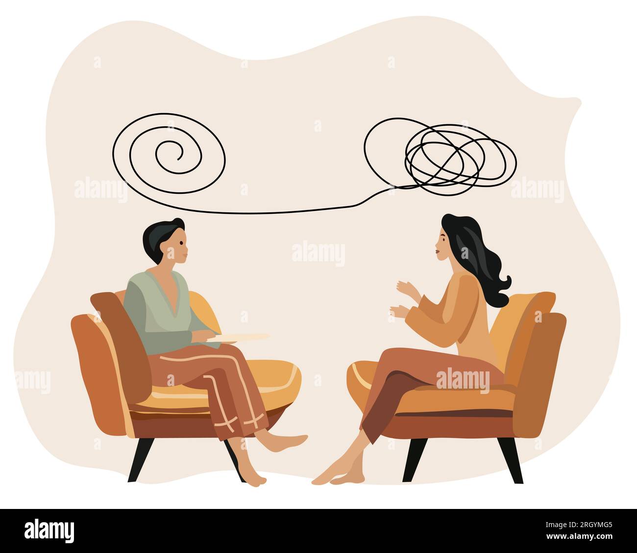 Mental health therapy notion. Female patient in a psychologists setting ...