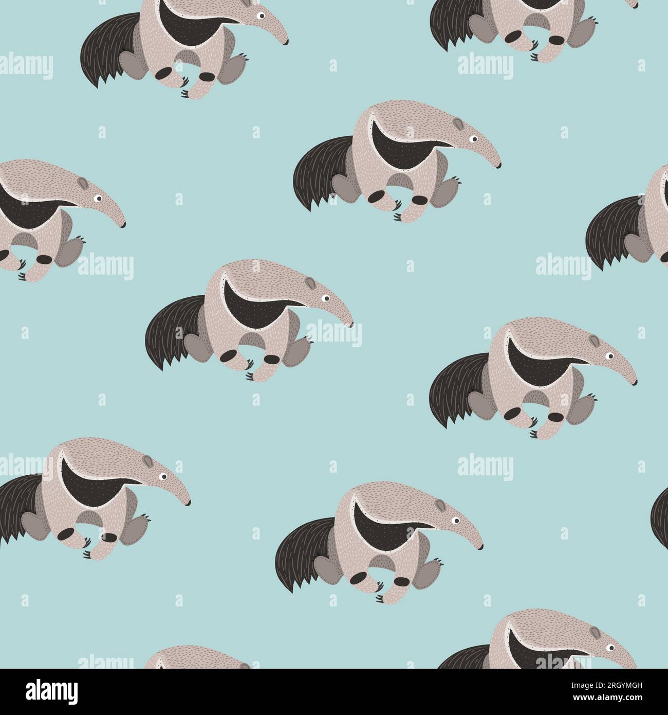 Seamless pattern with cute cartoon ant eater. Vector ant bear ...