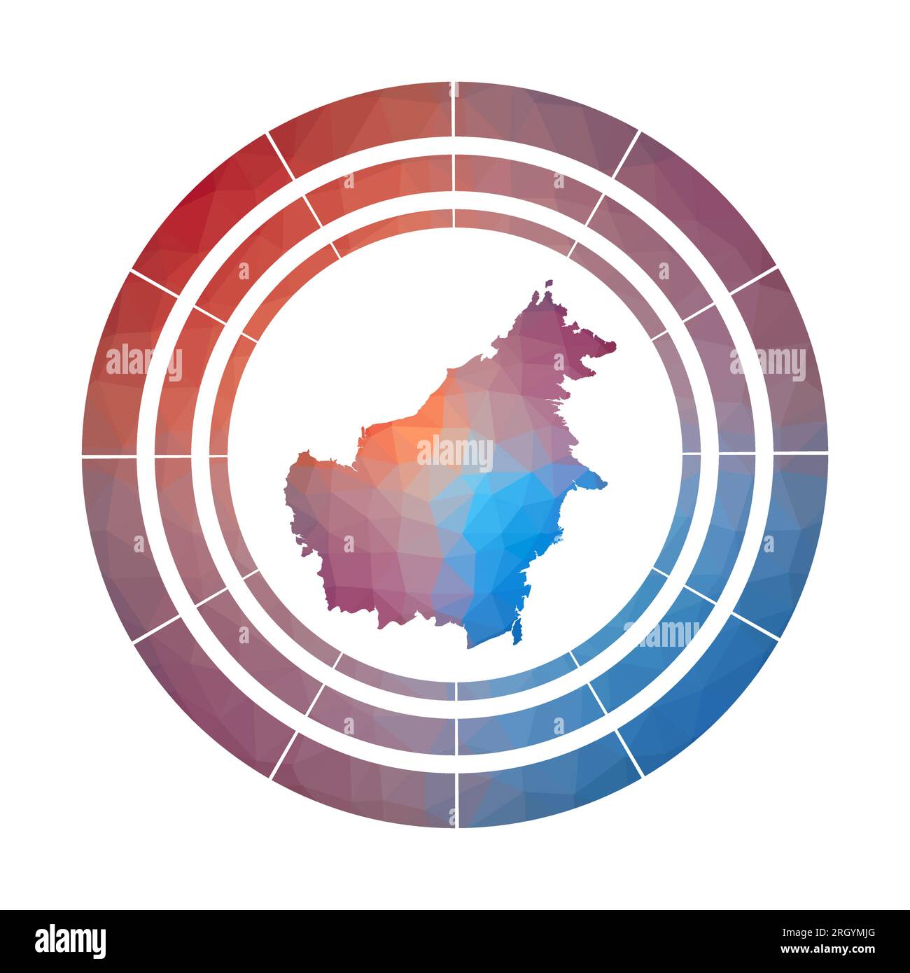 Borneo badge. Bright gradient logo of island in low poly style ...