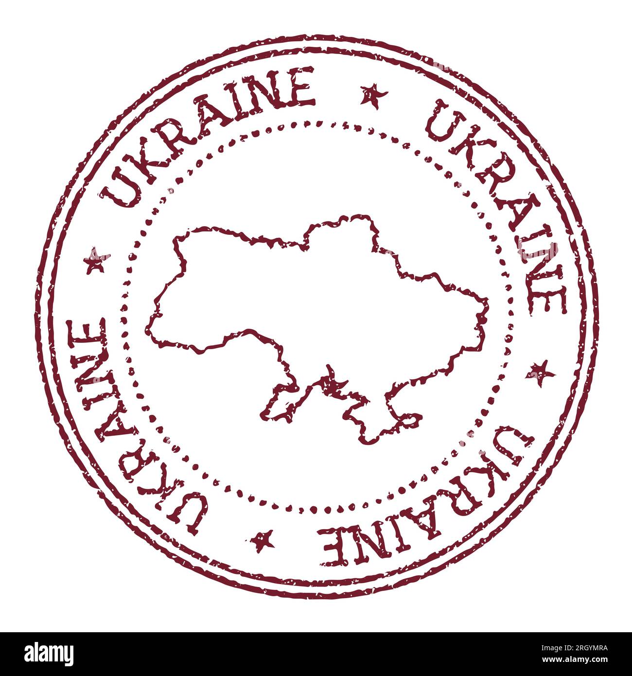 Ukraine round rubber stamp with country map. Vintage red passport stamp ...