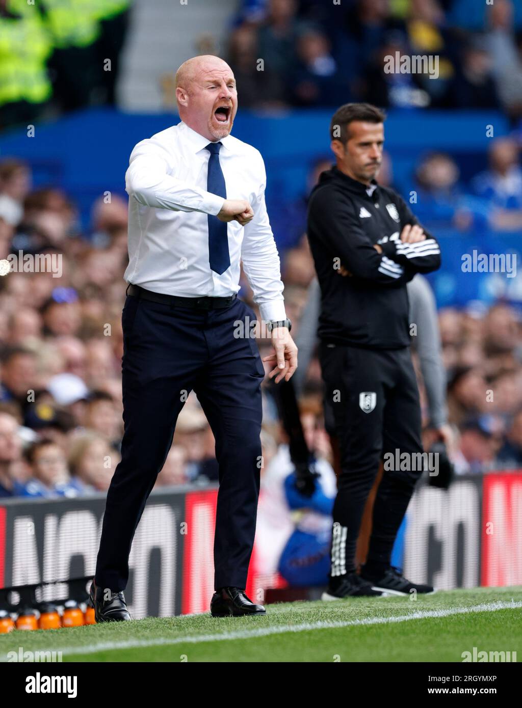 Everton manager Sean Dyche on the touchline during the Premier League ...