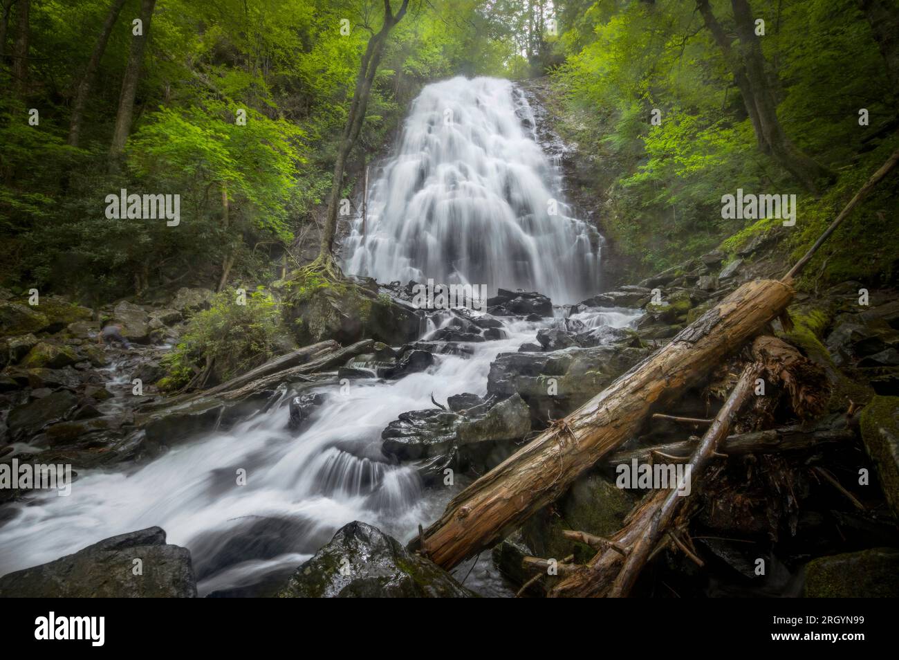 Crabtree Falls, North Carolina spring waterfall Blue Ridge Parkway ...