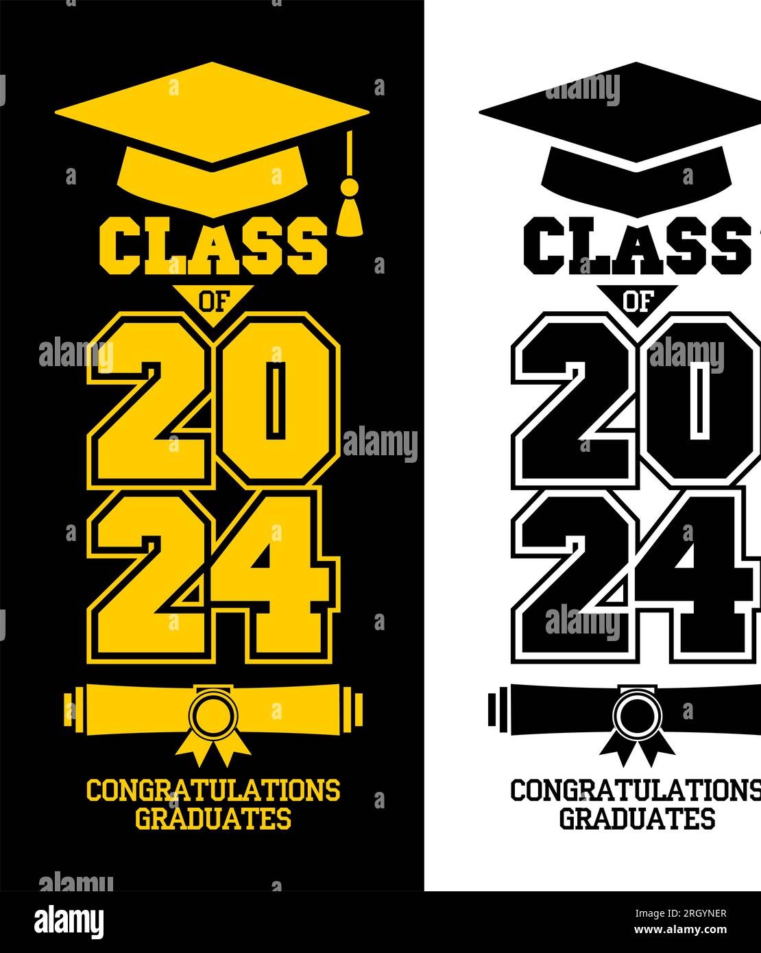 Lettering Class of 2024 for greeting, invitation card. Text for graduation design ...