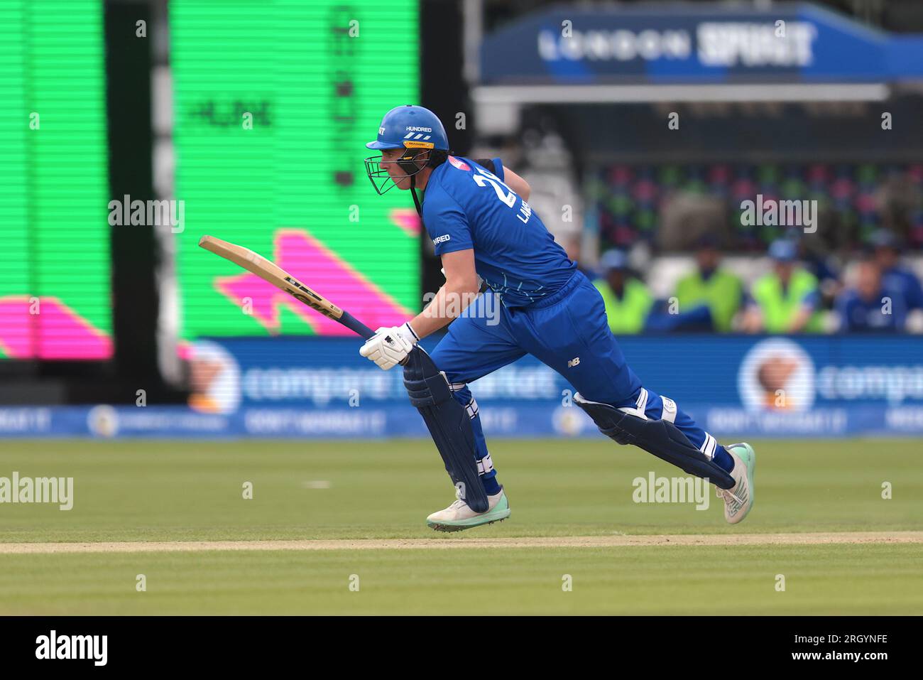 London, UK. 12th Aug, 2023. London Spirit's Dan Lawrence batting as the ...