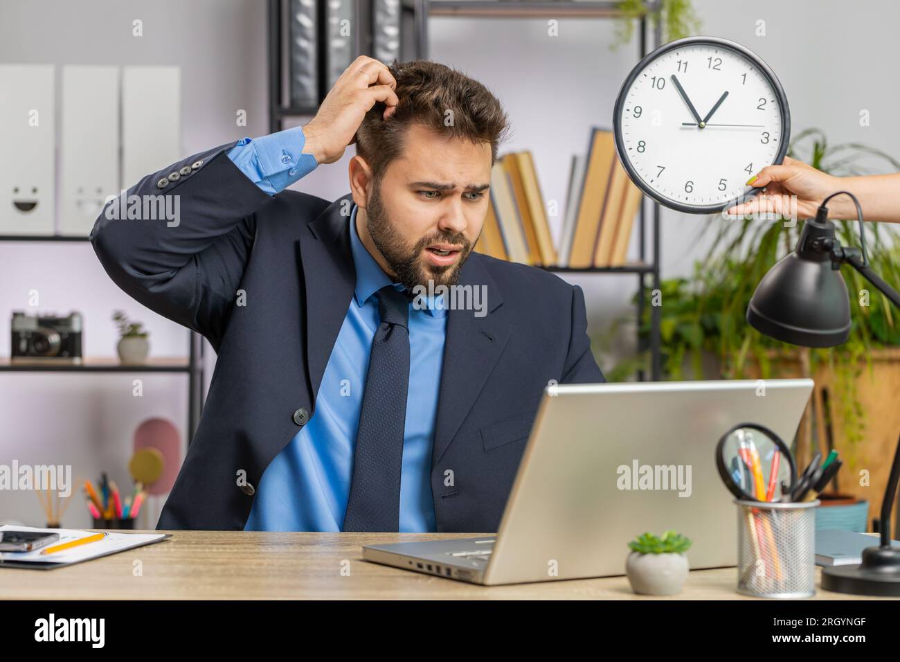 Man running in suit with fear hi-res stock photography and images - Alamy