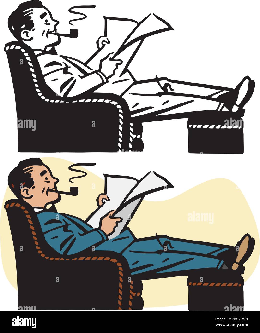 Man smoking pipe reading newspaper hi-res stock photography and images ...