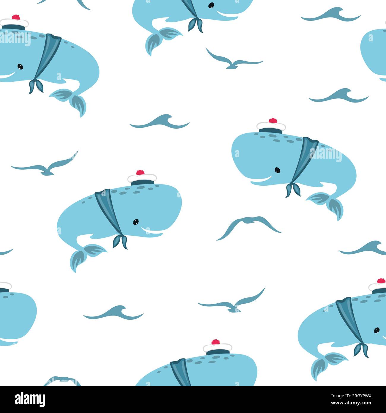 Seamless cartoon whales pattern. Baby print Stock Vector Image & Art ...