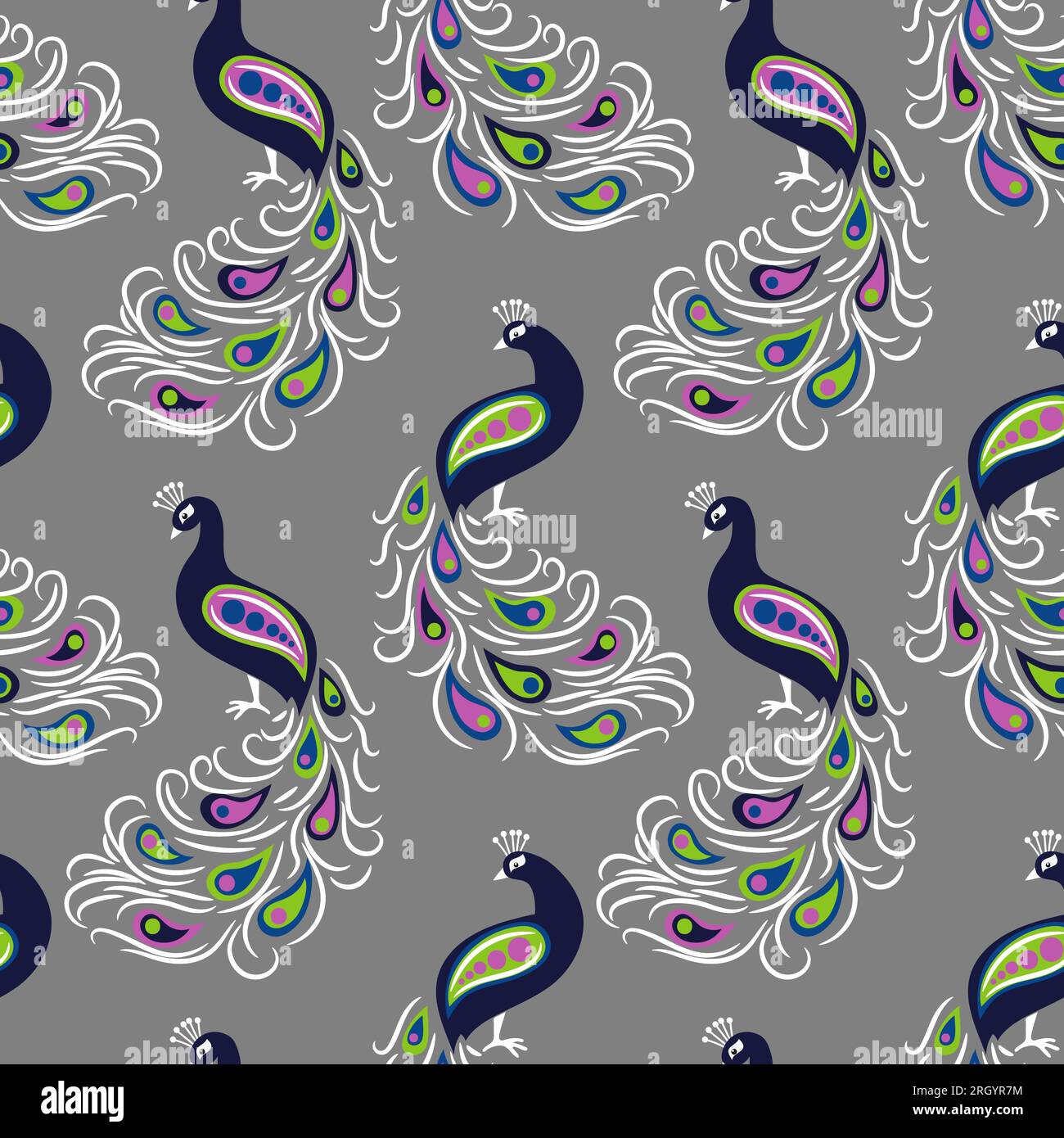 Seamless hand drawn peacock bird pattern Stock Vector Image & Art - Alamy