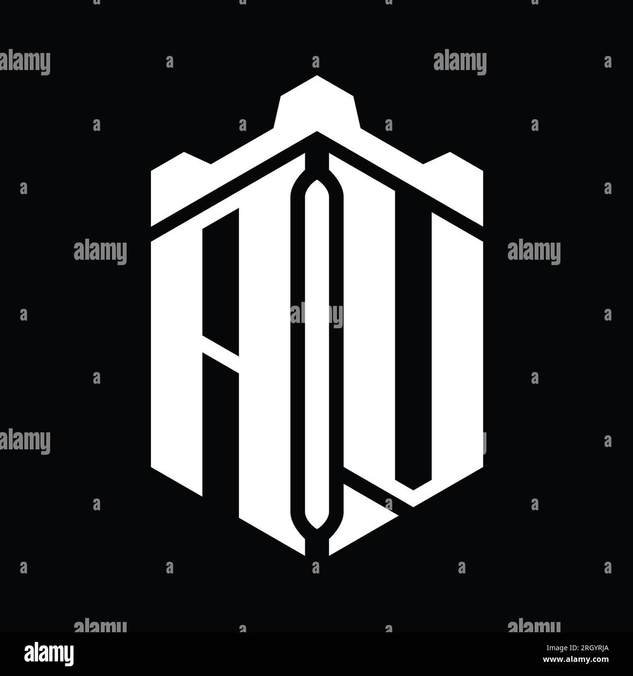 AV Letter Logo monogram hexagon shape with crown castle geometric style ...
