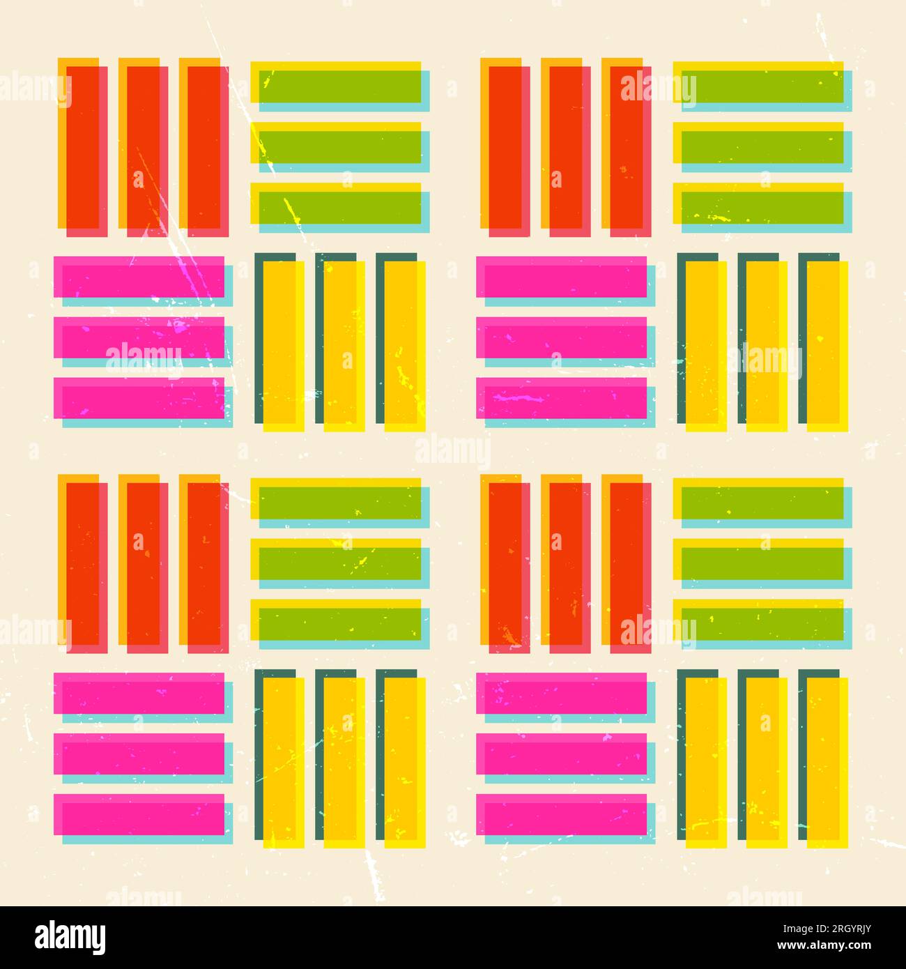 Risograph design. Geometric and abstract objects with riso print effect ...