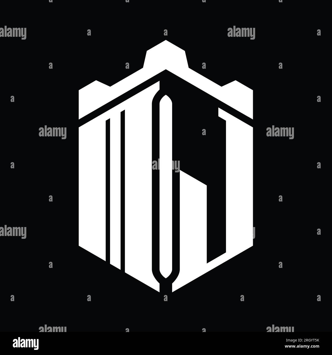 MJ Letter Logo monogram hexagon shape with crown castle geometric style ...