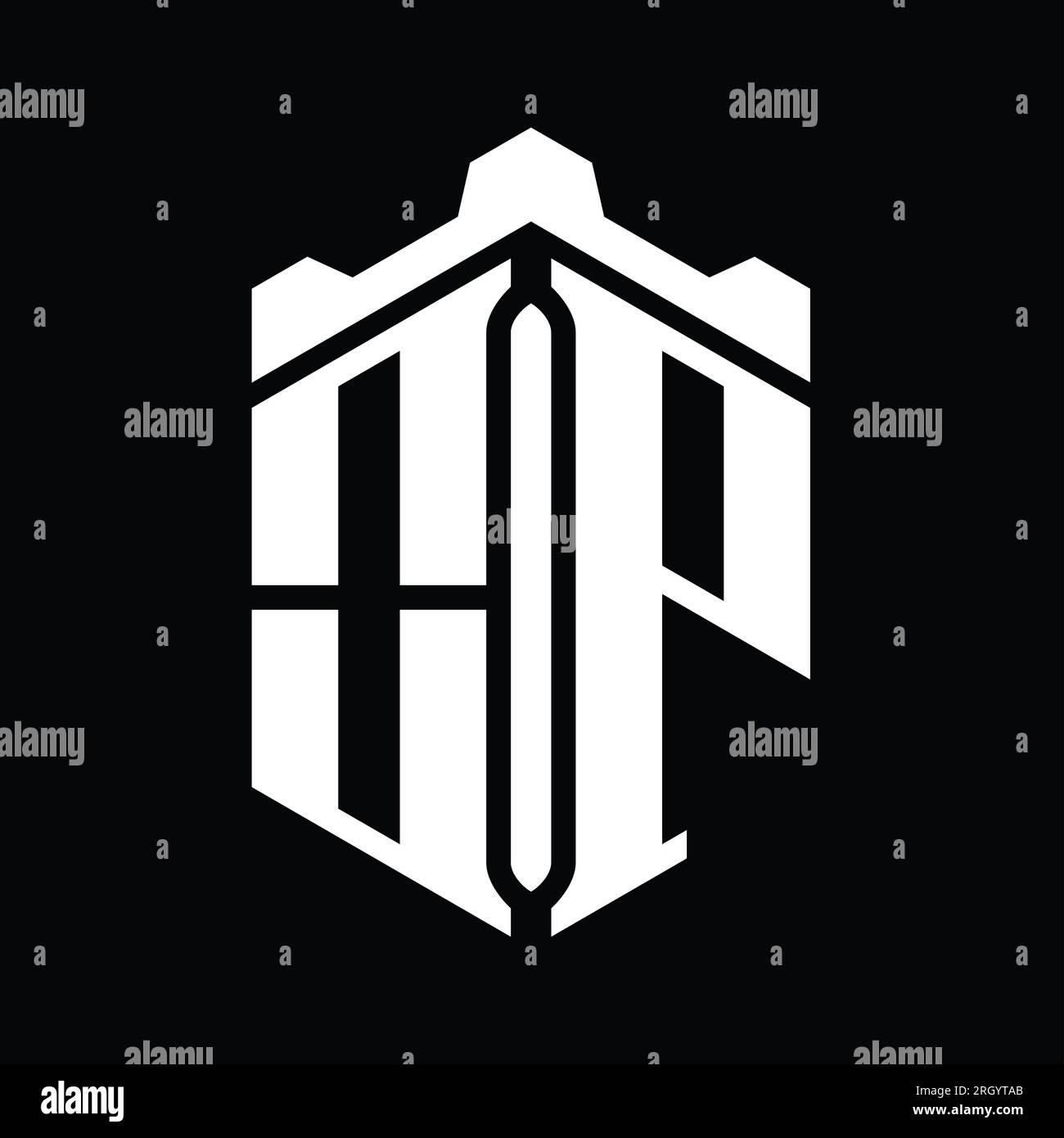 OP Letter Logo monogram hexagon shape with crown castle geometric style ...