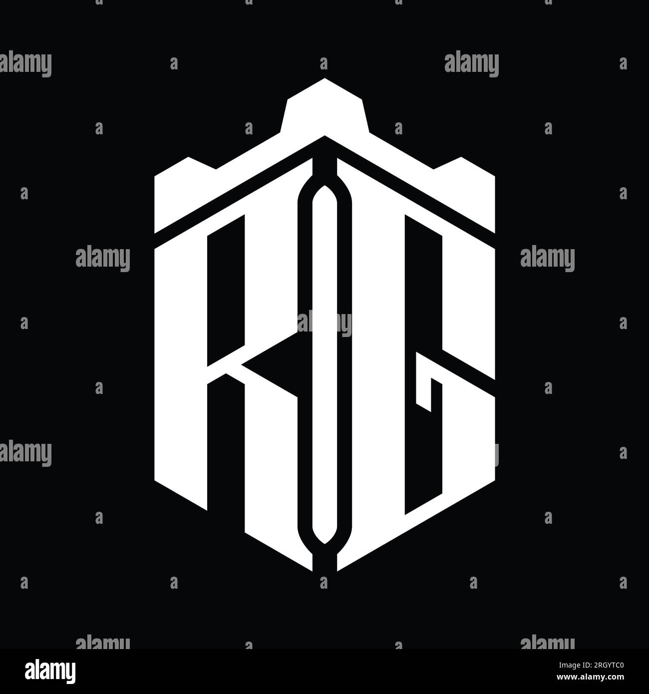 RG Letter Logo monogram hexagon shape with crown castle geometric style ...