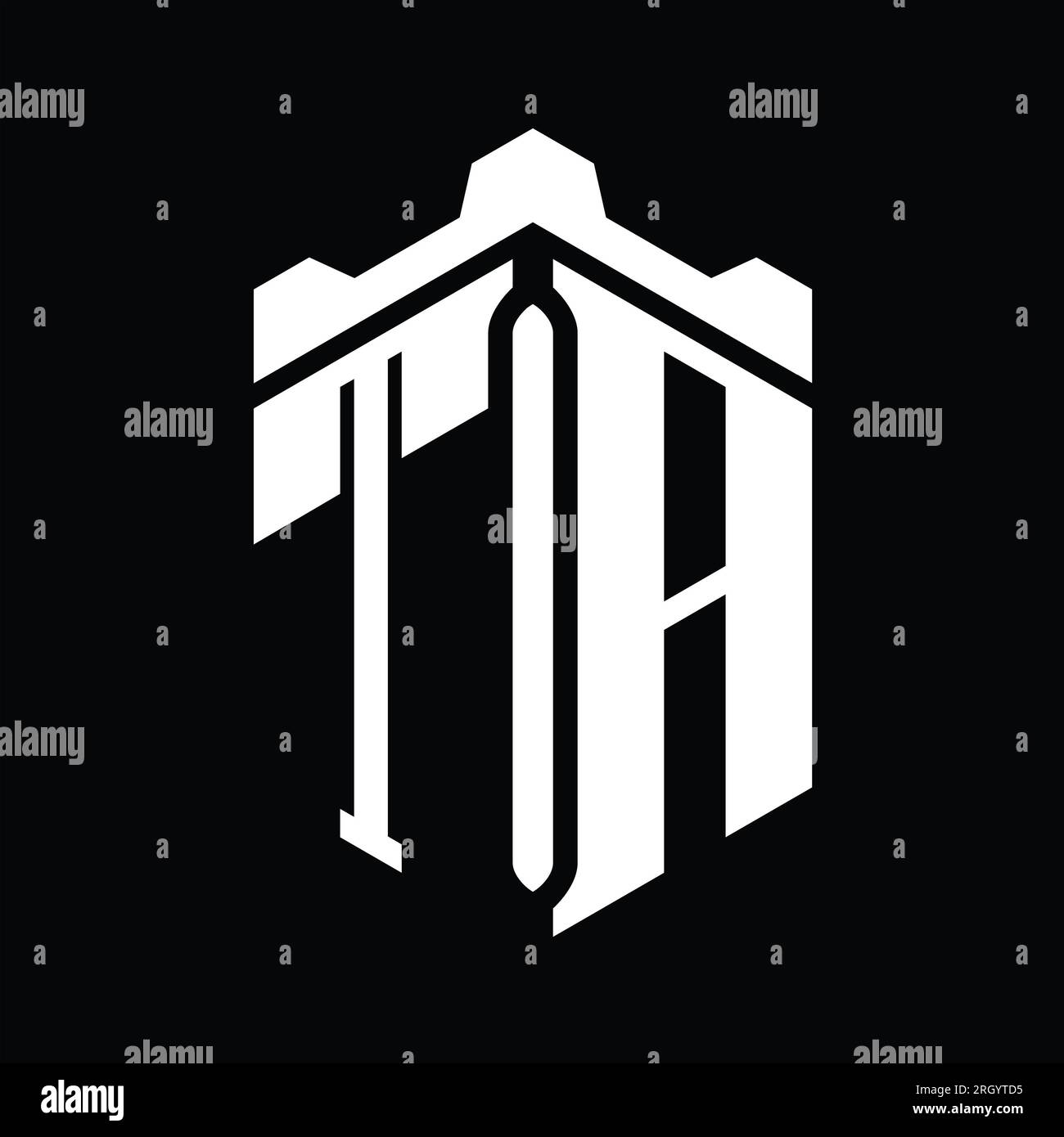 TA Letter Logo monogram hexagon shape with crown castle geometric style ...