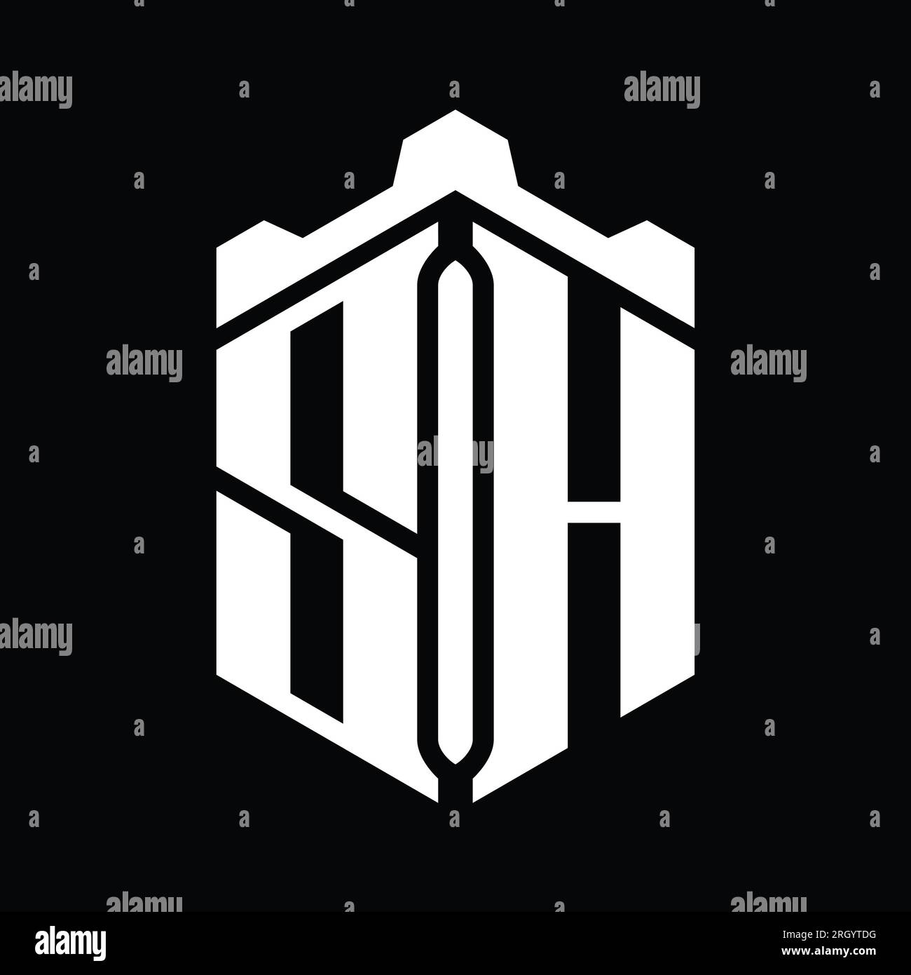 SH Letter Logo monogram hexagon shape with crown castle geometric style ... SH Letter Logo monogram hexagon shape with crown castle geometric style ...