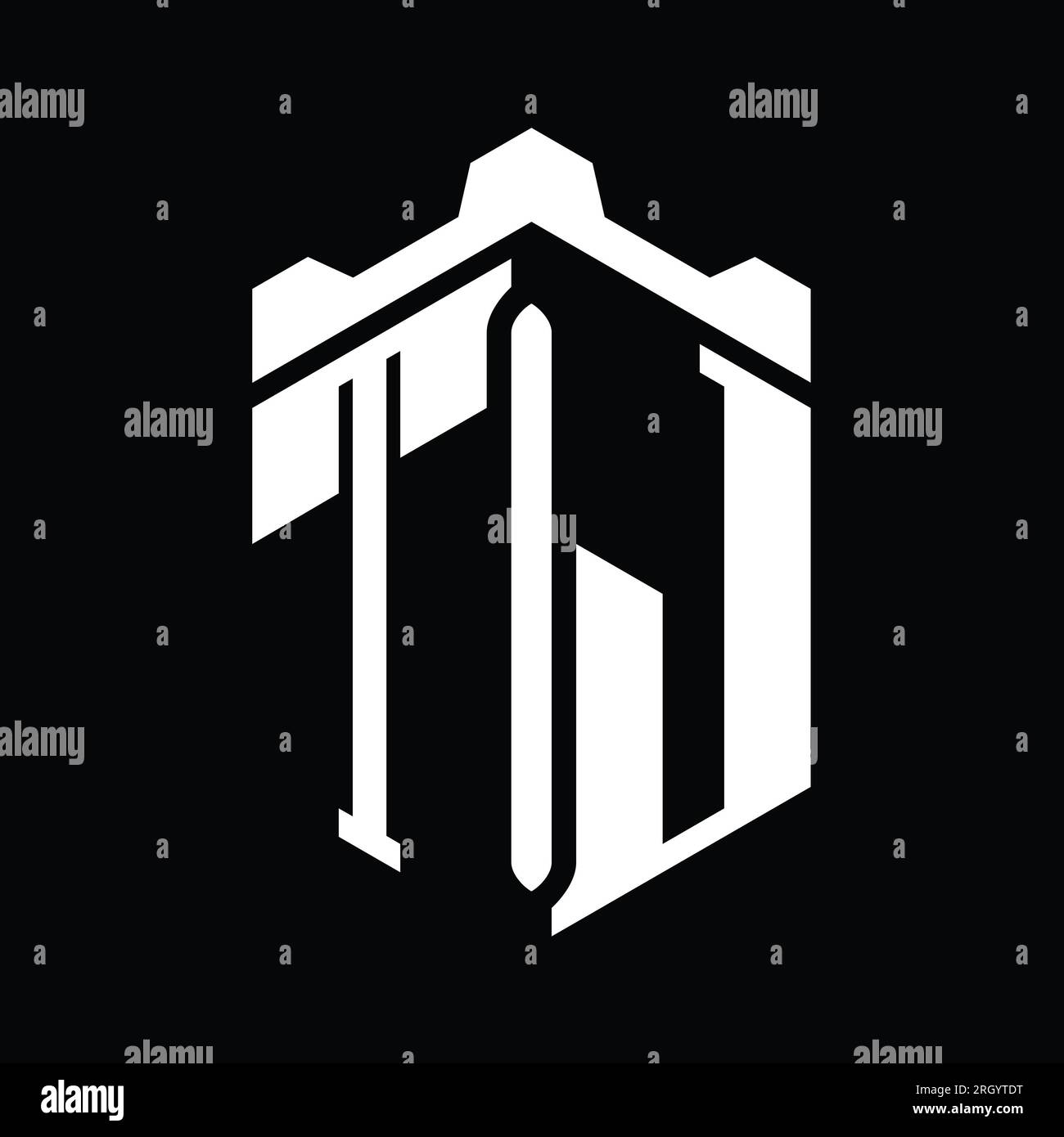 TJ Letter Logo monogram hexagon shape with crown castle geometric style design template Stock ...