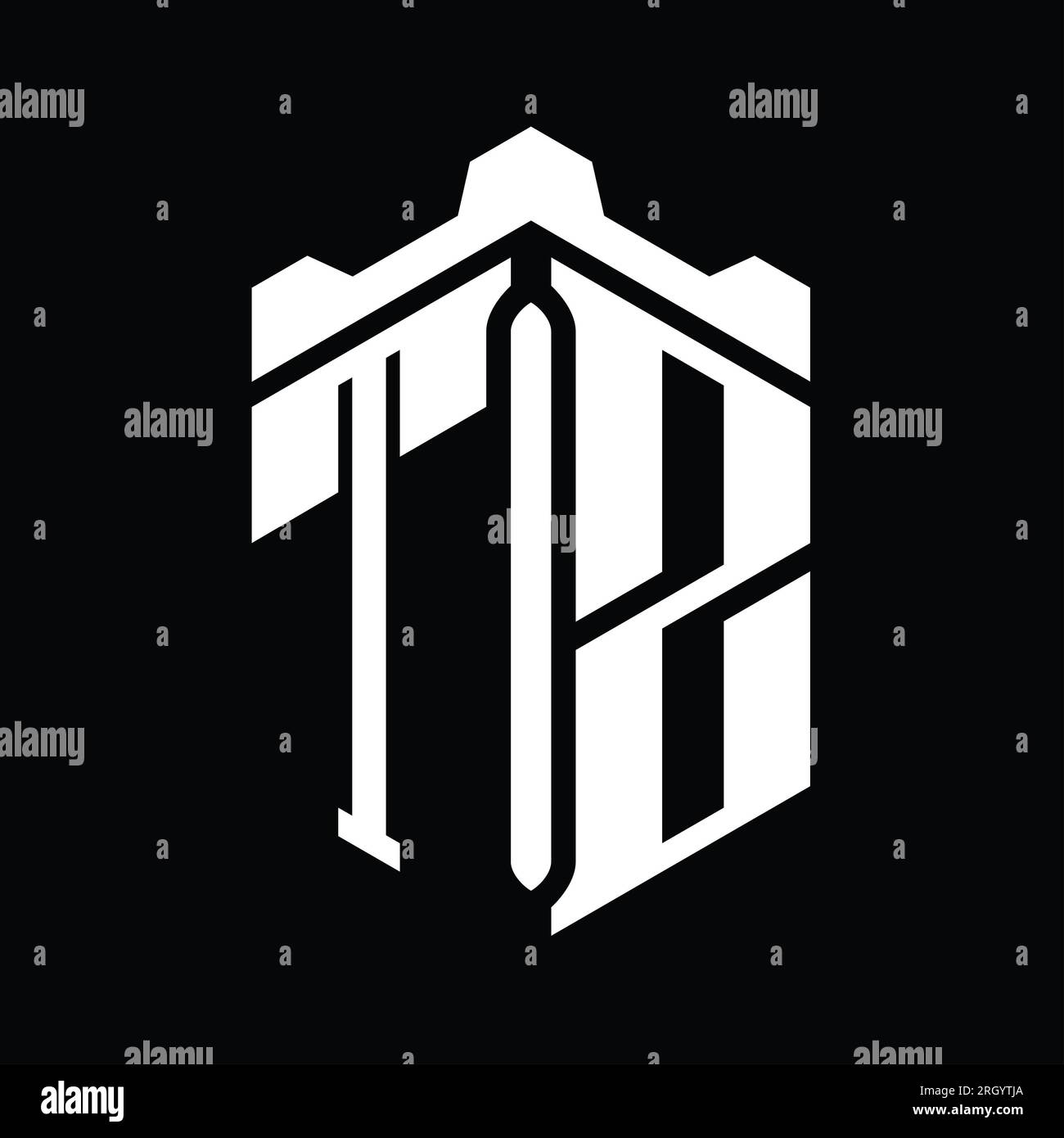TZ Letter Logo monogram hexagon shape with crown castle geometric style design template Stock ...