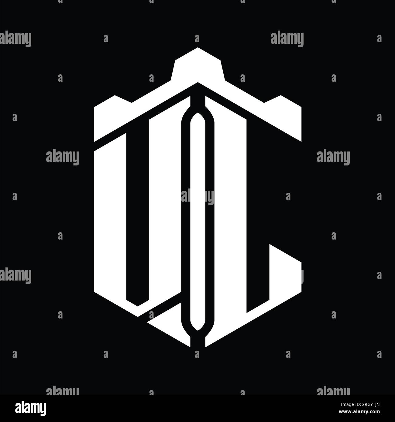 VL Letter Logo monogram hexagon shape with crown castle geometric style ...