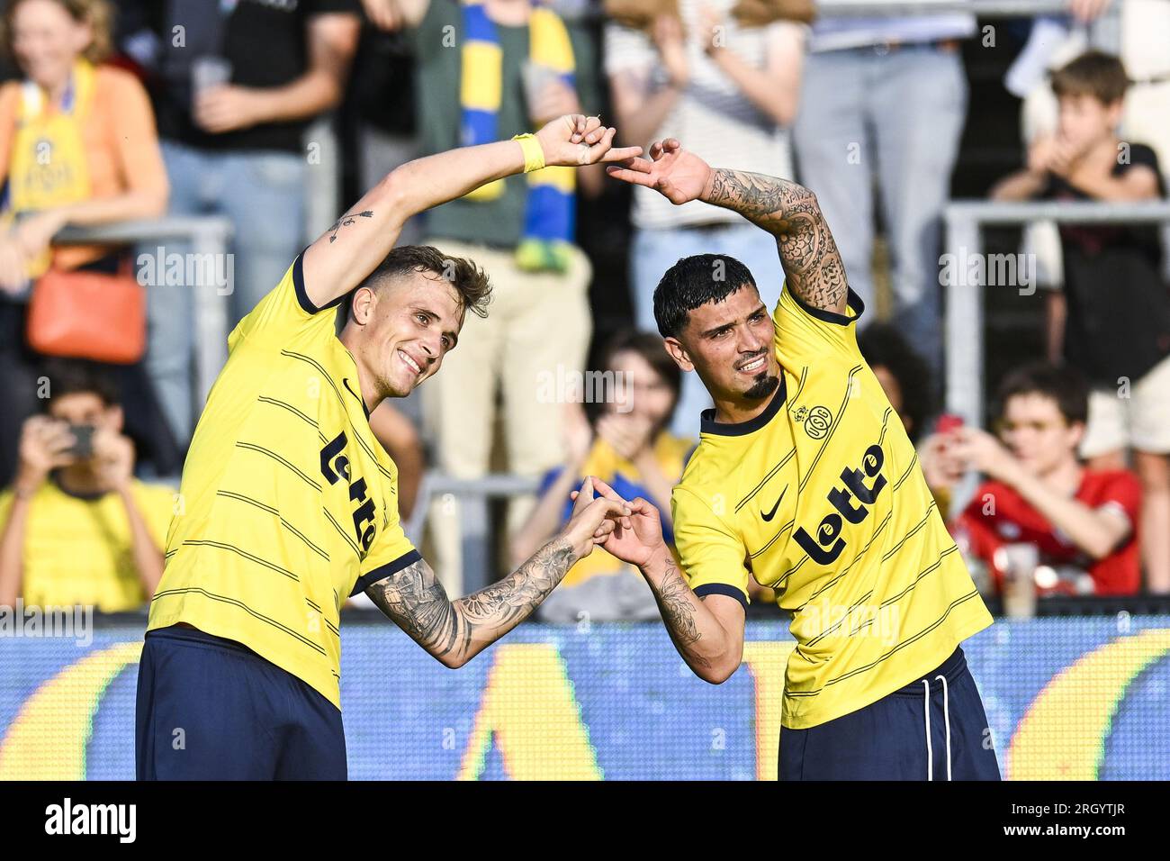 Brussels, Belgium. 12th Aug, 2023. Union's Dennis Eckert Ayensa and ...