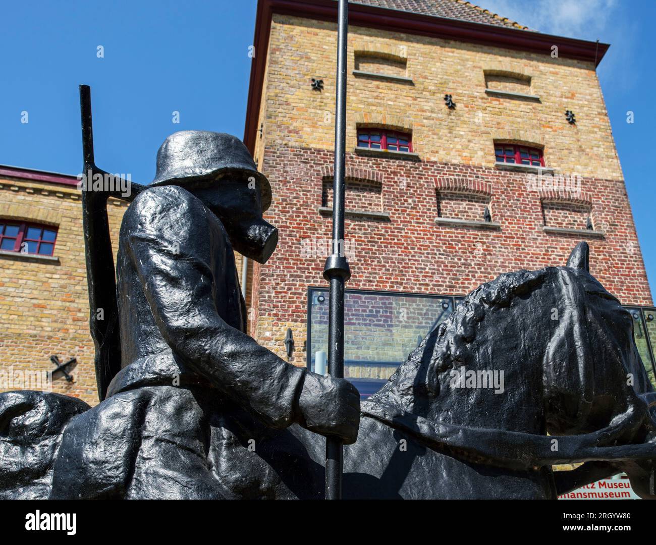 Statue of German lancer in front of the Käthe Kollwitz Museum, part of ...