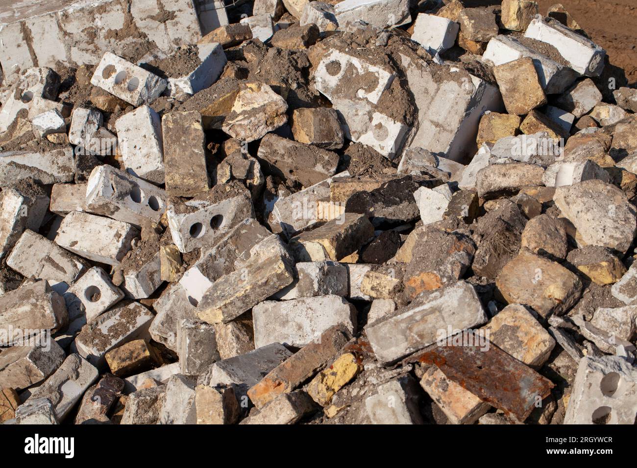 bricks and other building materials scattered on the territory after ...