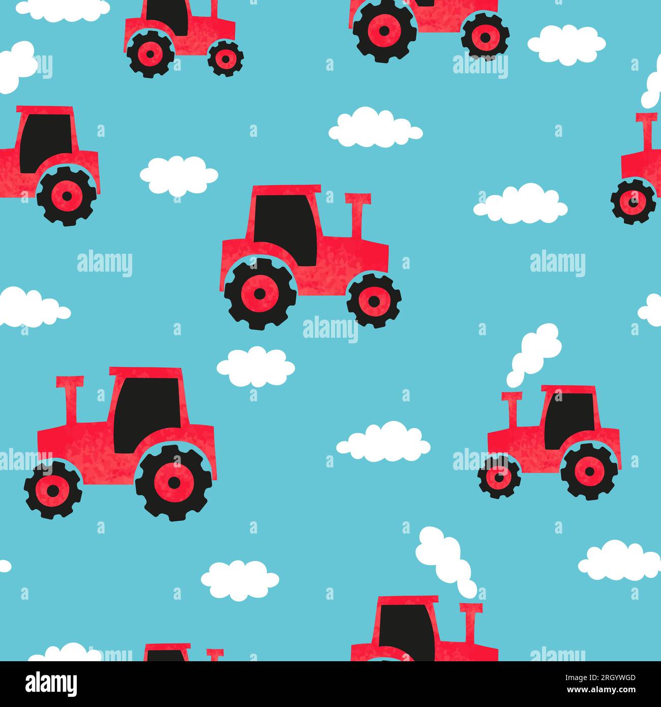 Seamless hand drawn red tractor pattern for kids design Stock Vector ...