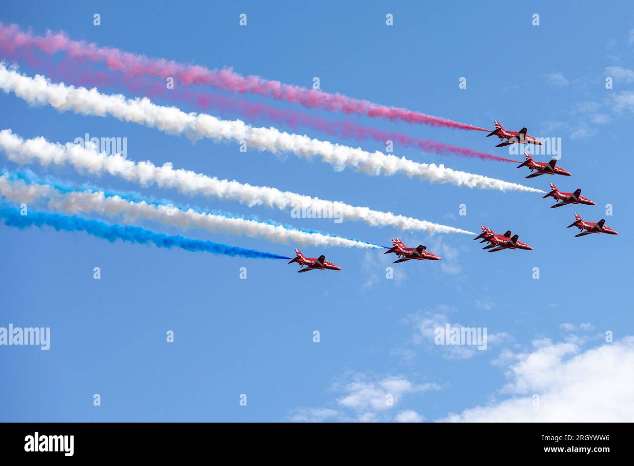 Edinburgh, UK. 12th Aug, 2023. Edinburgh . Scotland. Red Arrows fly ...