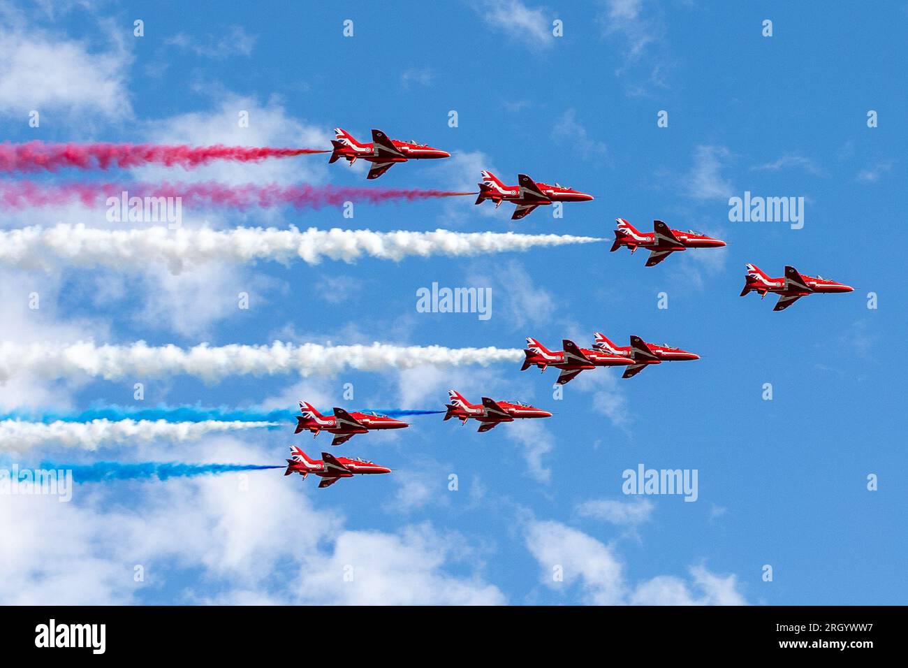 Edinburgh, UK. 12th Aug, 2023. Edinburgh . Scotland. Red Arrows fly ...