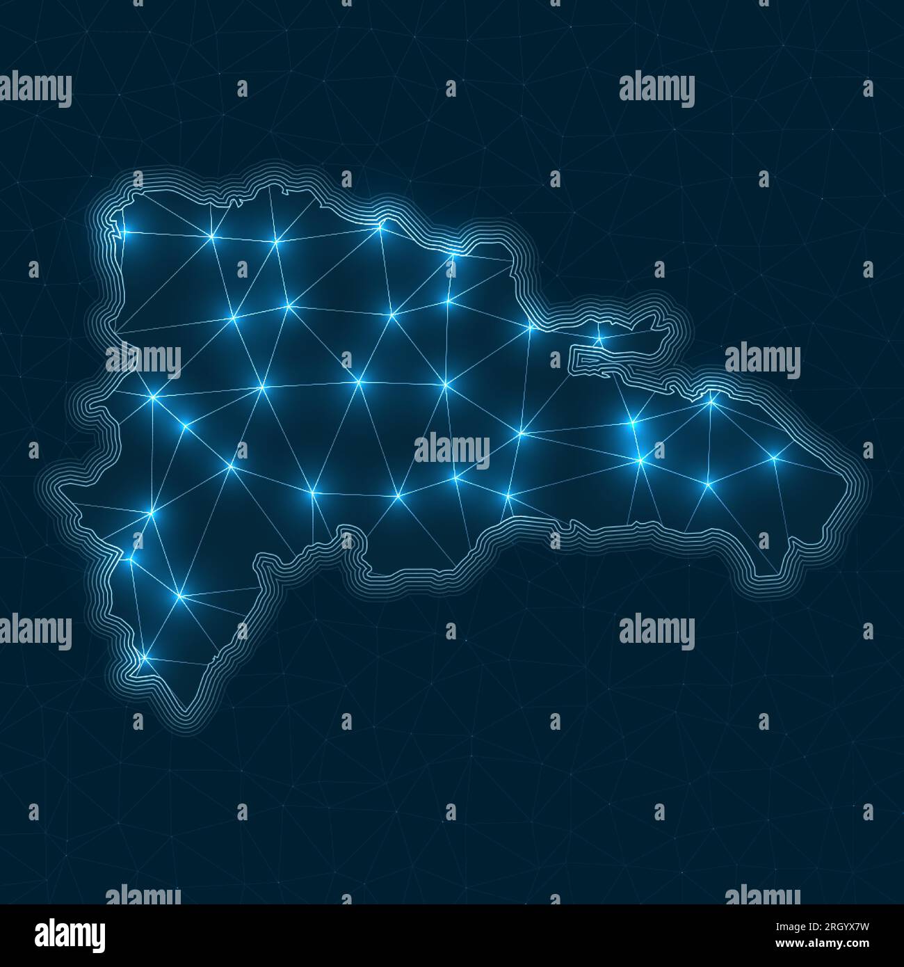 Dominican network map. Abstract geometric map of the country. Digital ...