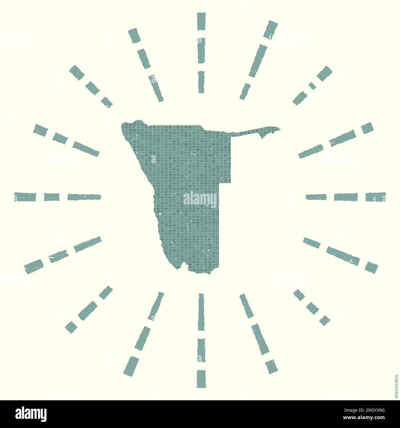 Namibia Logo. Grunge sunburst poster with map of the country. Shape of ...