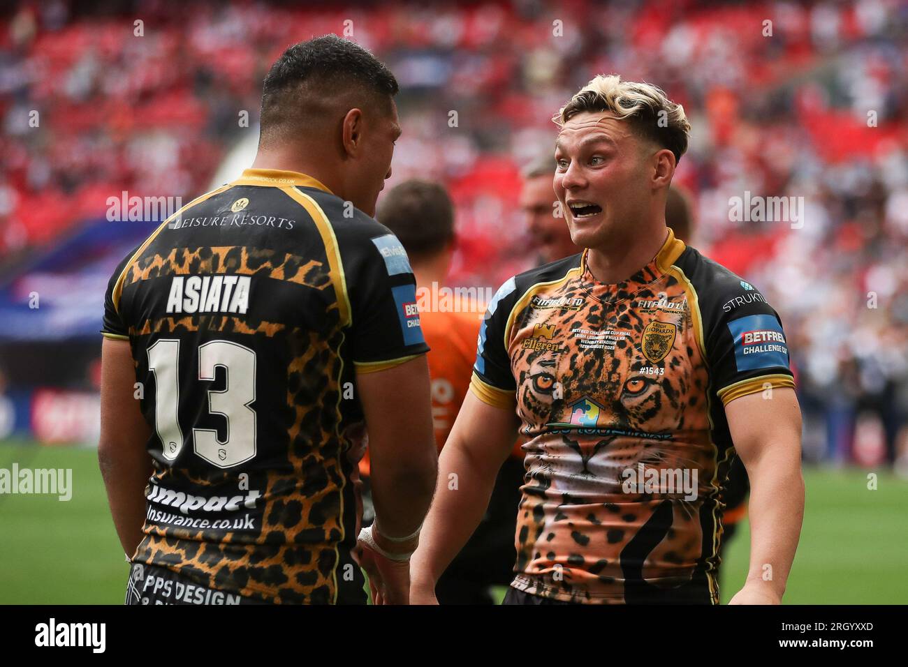 London, UK. 12th Aug, 2023. John Asiata of Leigh Leopards and Lachlan ...