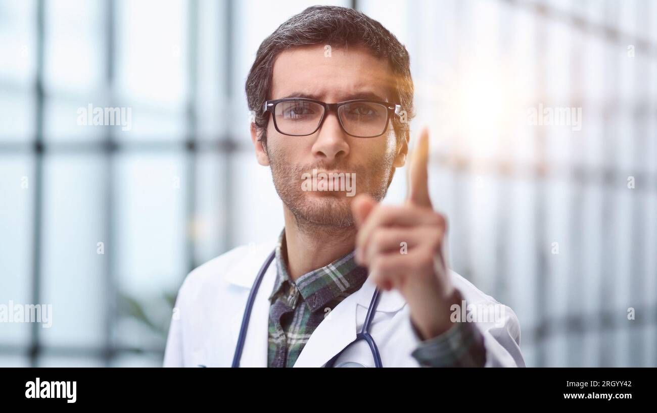 Medical doctor making negative sign hi-res stock photography and images ...