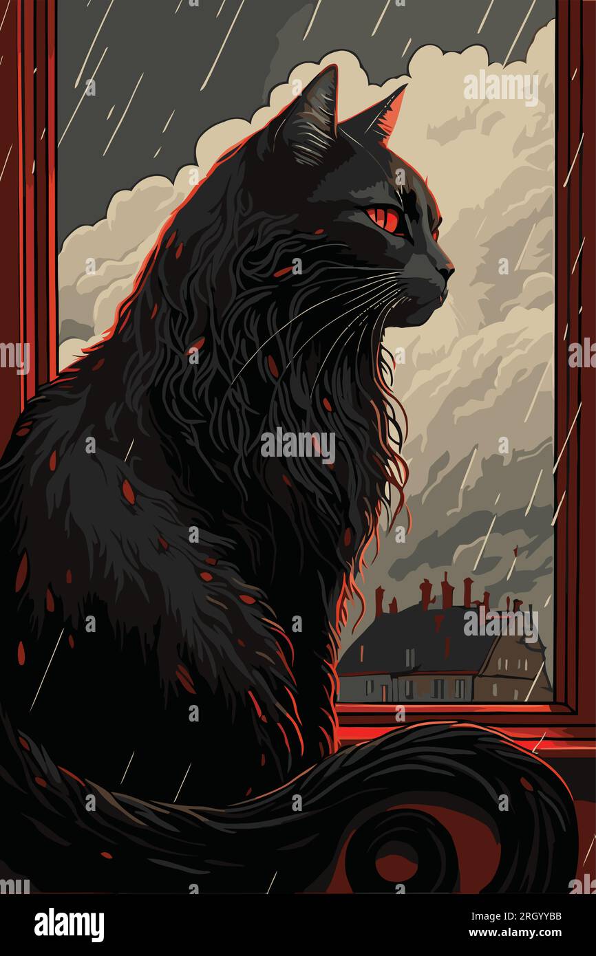 Cat on the window ledge Stock Vector Images - Alamy