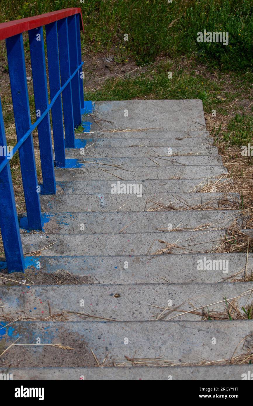 an old staircase in the countryside, steps of a street staircase in ...