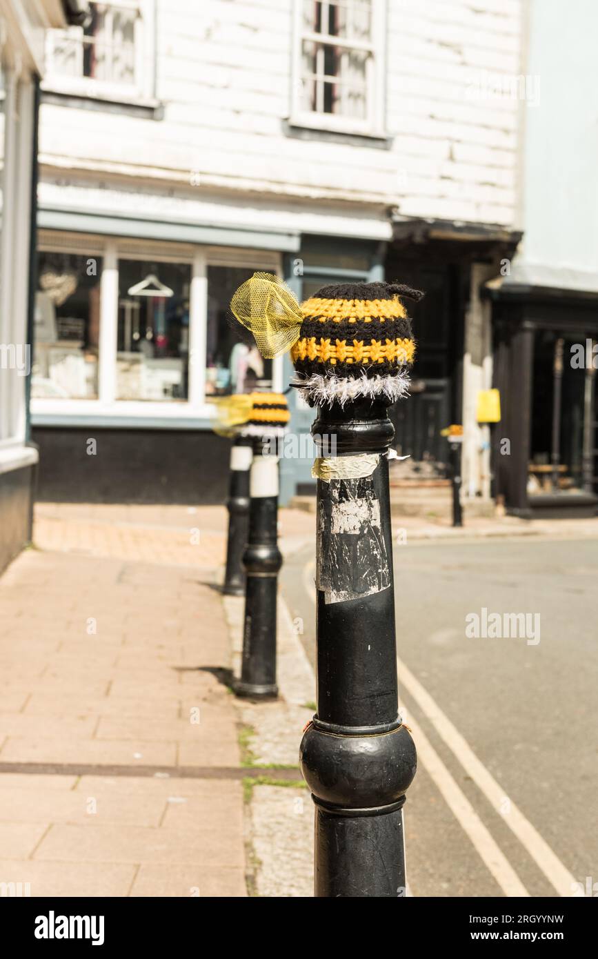 Crochet Bees in Totnes, Devon Stock Photo - Alamy