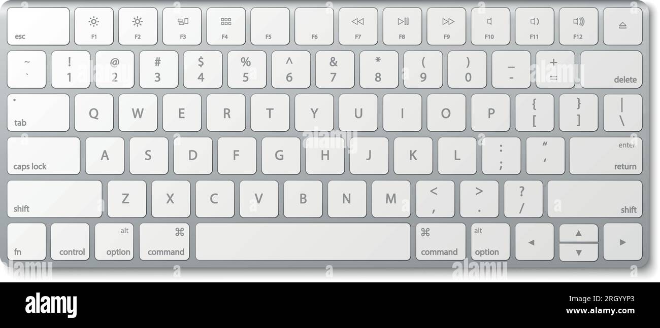 Modern aluminum computer keyboard isolated on white background. Vector ...
