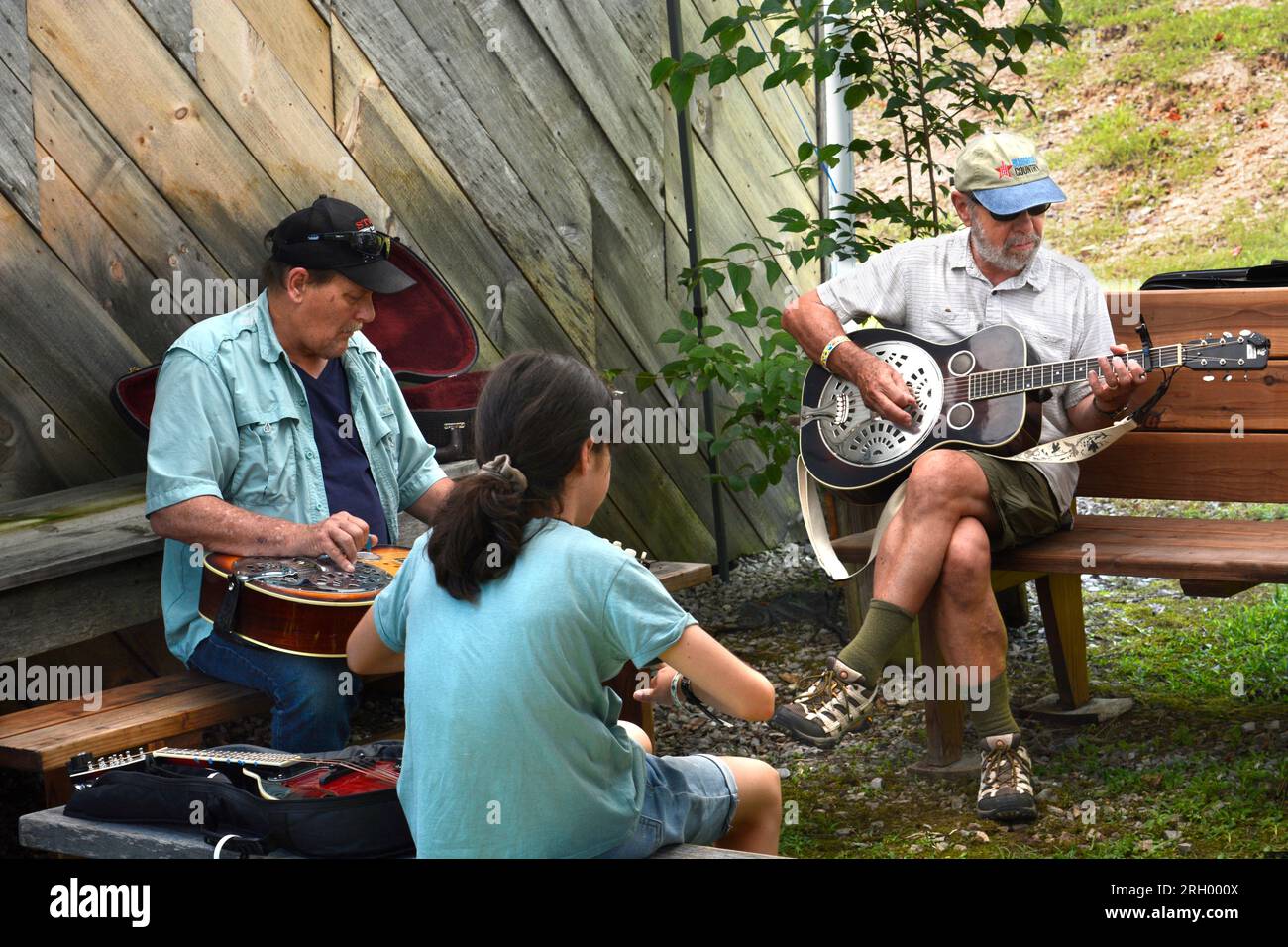 Musicians relax before performing at the Carter Fold, a country music ...